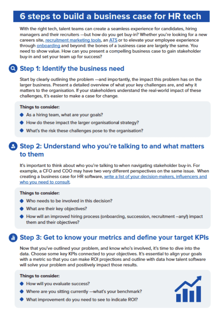 Worksheet: 6 steps to build a business case for HR tech - PageUp